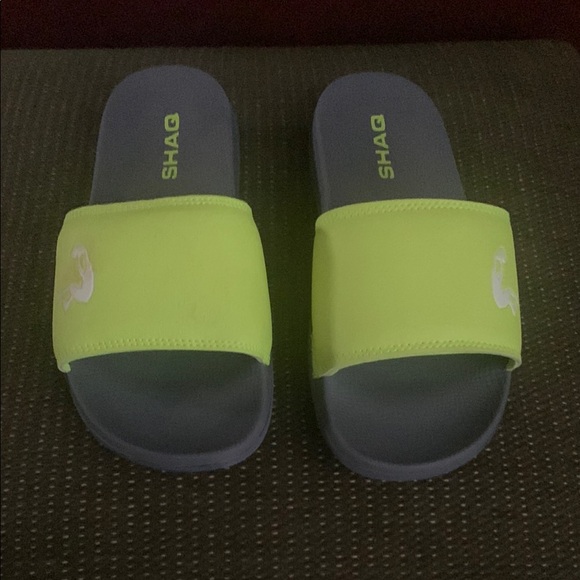 Shaq | Shoes | Shaq Neon Green And Gray Boys Slides | Poshmark